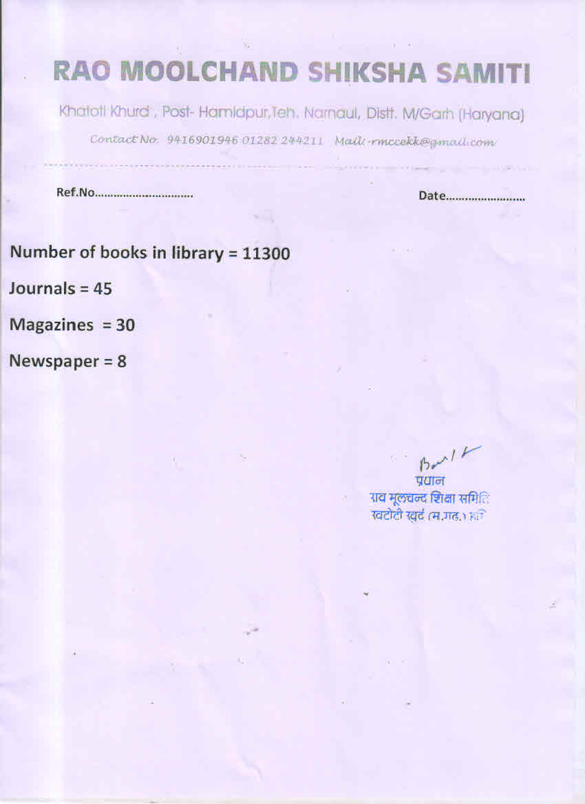 Rao Mool Chand College of Education
